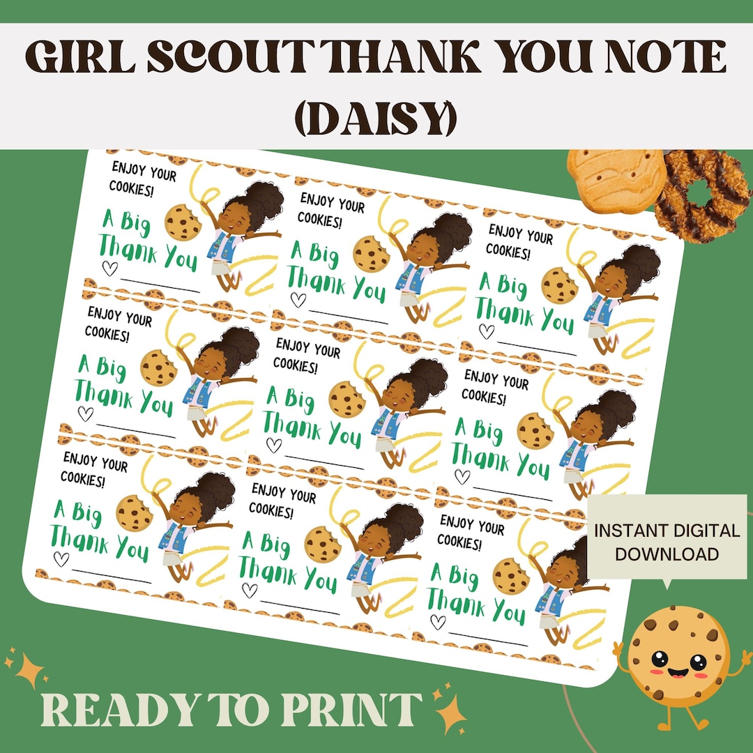 Daisy Girl Scout Cookie Thank You Note | Girl Scout Cookie Digital ...
