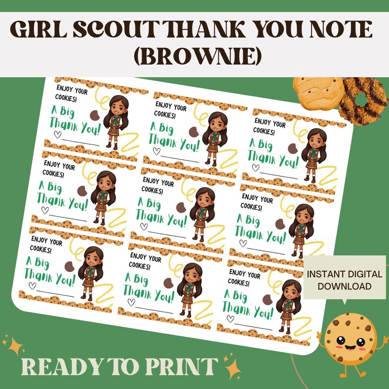 Brownie Girl Scout Cookie Thank You Note | Girl Scout Cookie Digital ...
