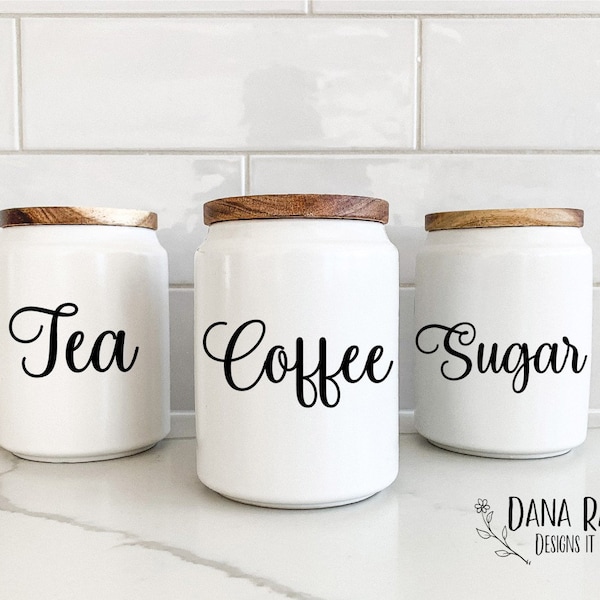 Tea Coffee Sugar Canister Black Label - Etsy
