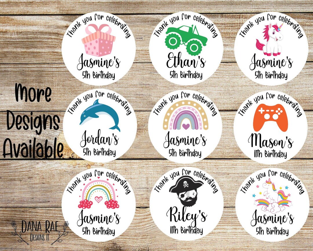 Personalized Birthday Stickers, Favor Stickers for Birthday Party ...