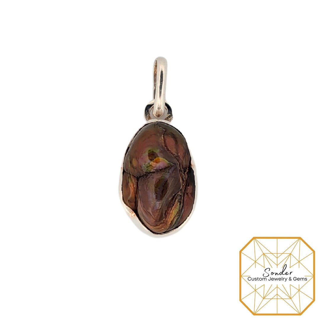 Sterling Silver Botryoidal Fire Agate Oval Freeform Pendant - Etsy