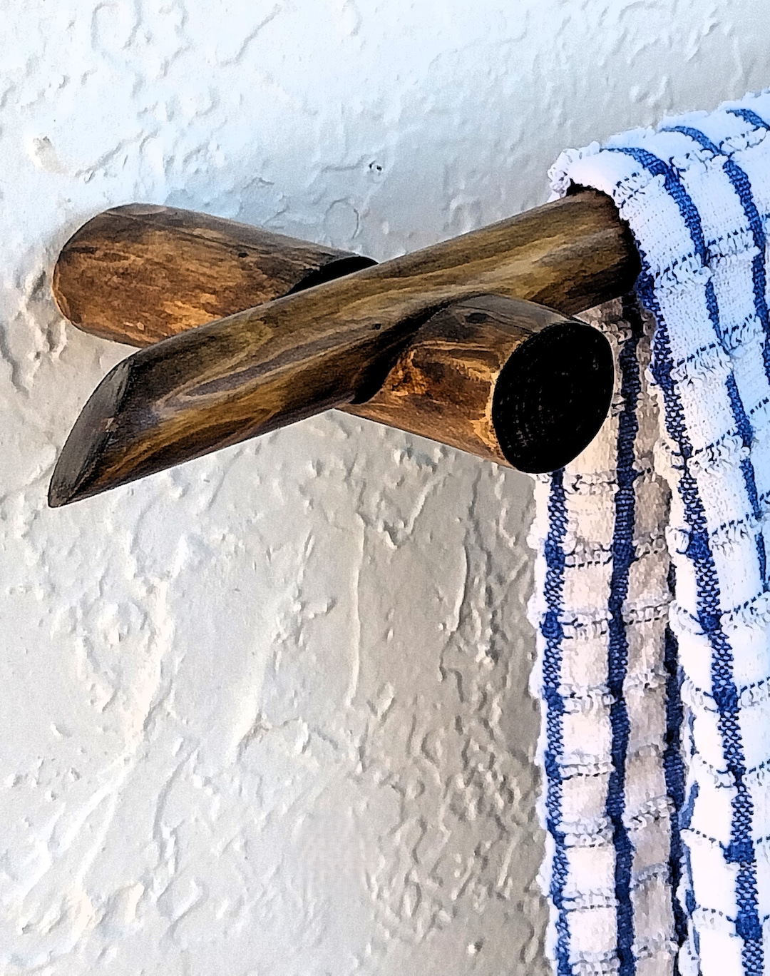 Rustic Wooden Bathroom Towel Rack, Natural Reclaimed Wood Towel Bar ...