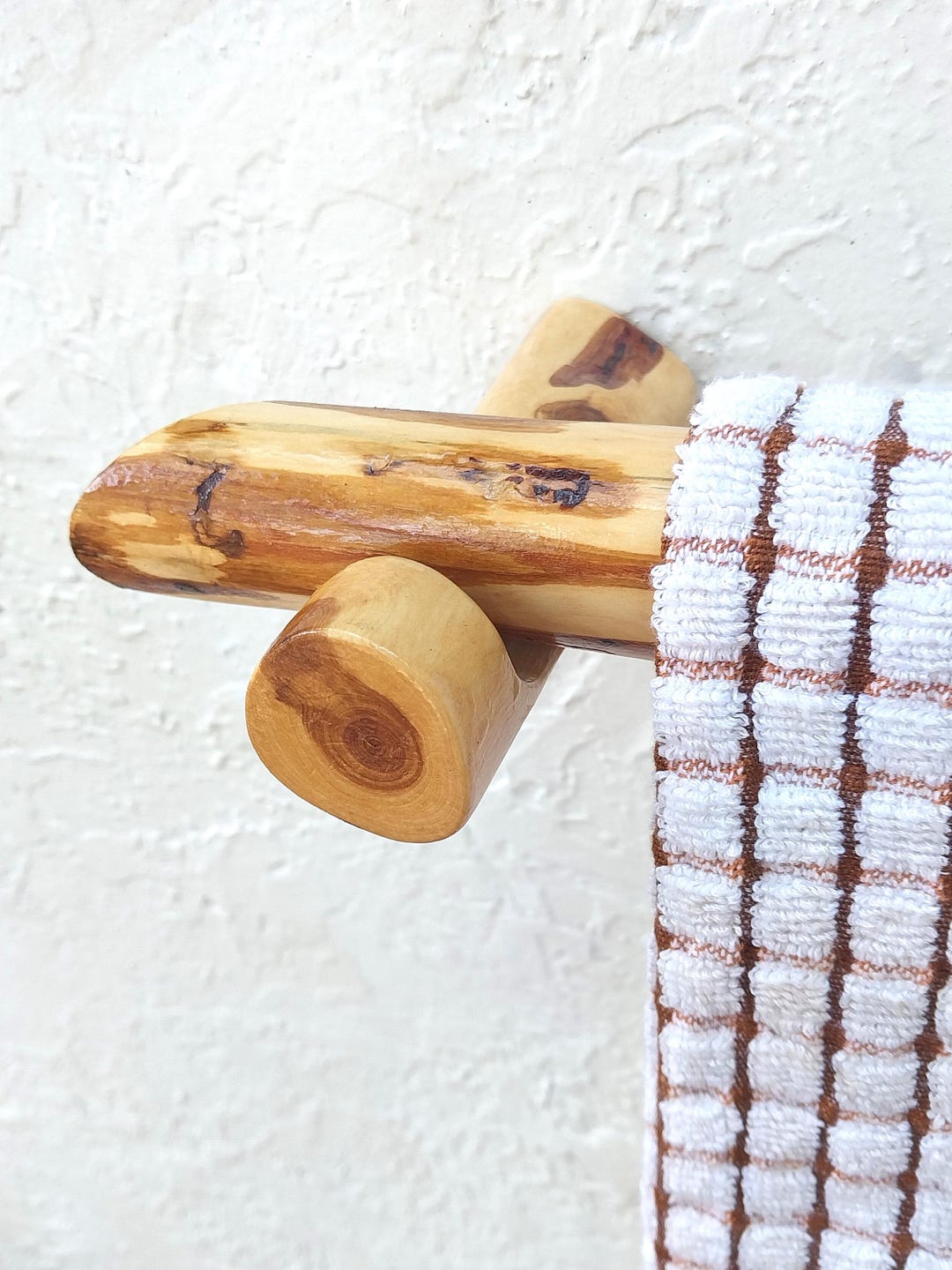 24" Rustic Wooden Bathroom Towel Rack, Handmade Reclaimed Cedar Wood ...