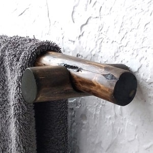 Natural Wood Towel Rack, Handmade Rustic Wooden Towel Bar, Bath Towel ...