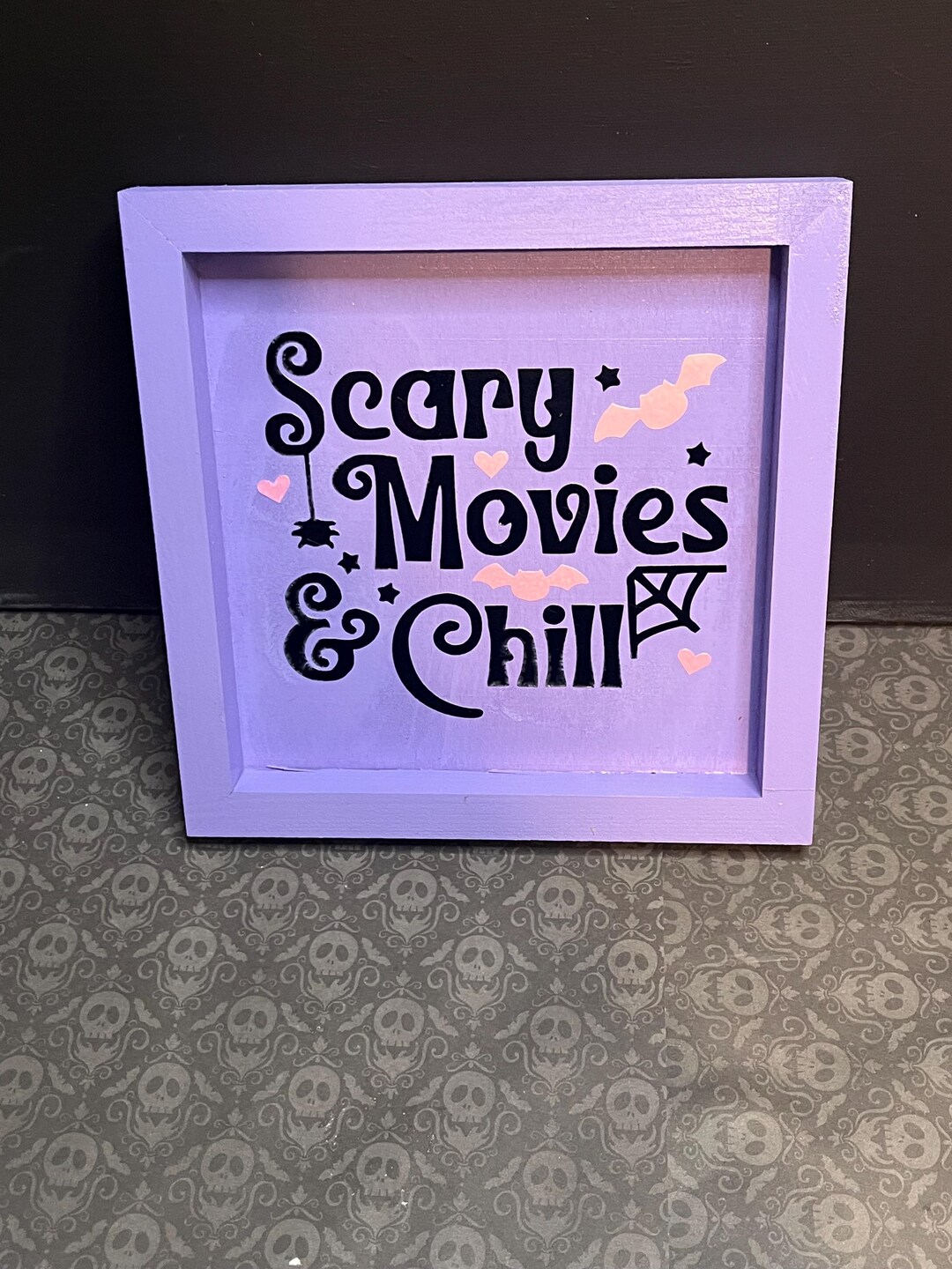 Cute Scary Movies and Chill Wall Sign - Etsy