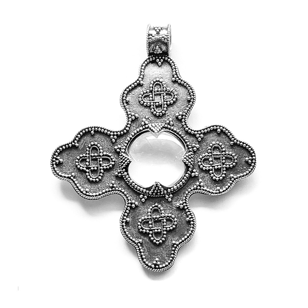 BYZANTINE BIRKA CROSS Mountain Crystal and Silver (handmade by Viking ...