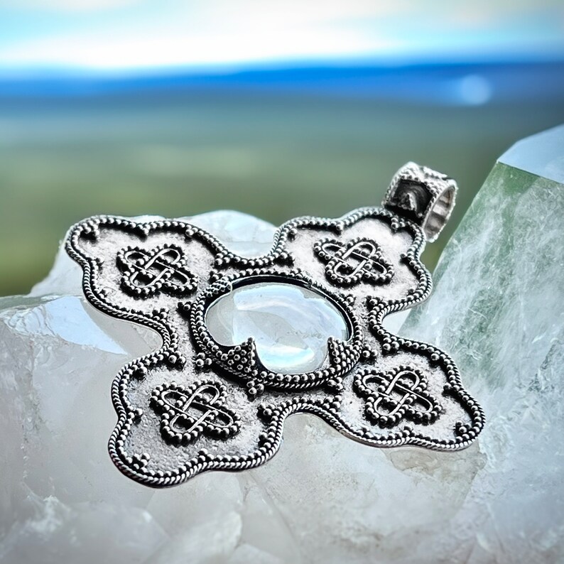 BYZANTINE BIRKA CROSS Mountain Crystal and Silver (handmade by Viking ...