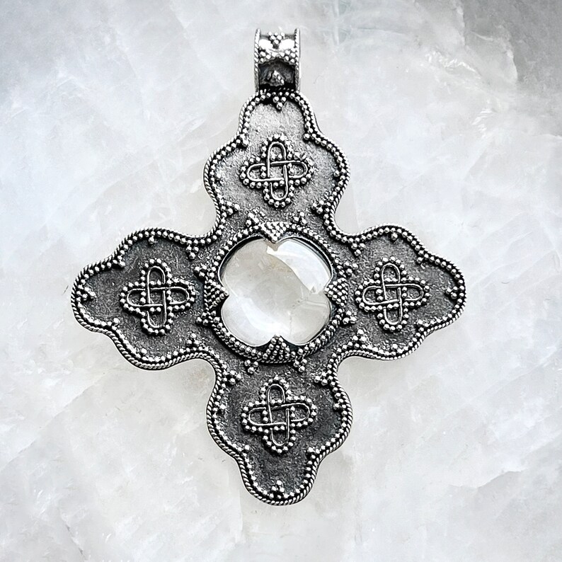 BYZANTINE BIRKA CROSS Mountain Crystal and Silver (handmade by Viking ...