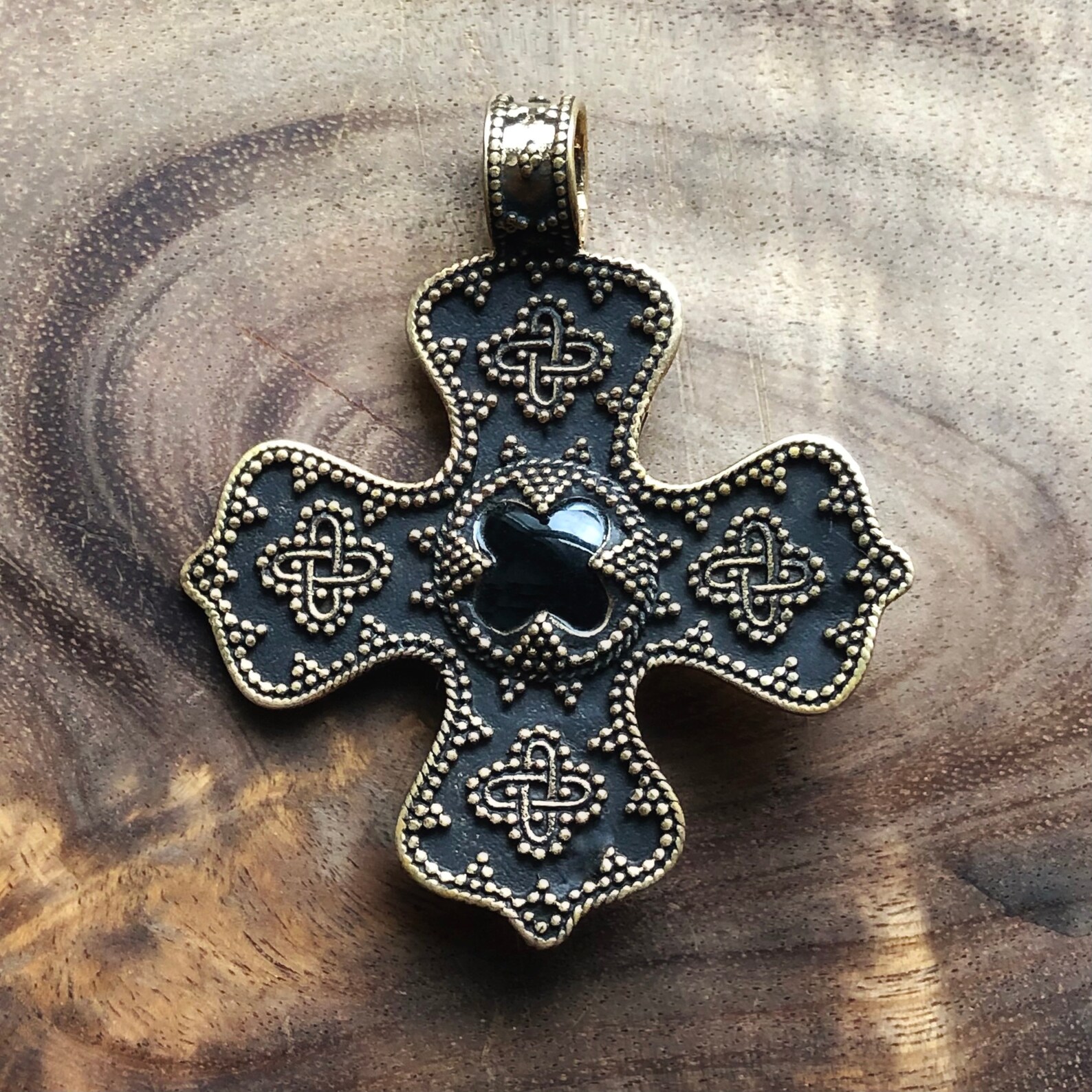 BYZANTINE BIRKA CROSS Onyx and Bronze (made by Viking Kristall) - Etsy UK