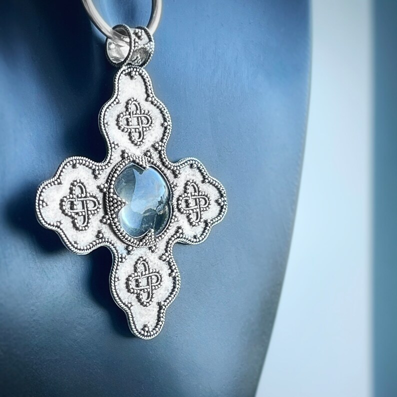 BYZANTINE BIRKA CROSS Mountain Crystal and Silver (handmade by Viking ...