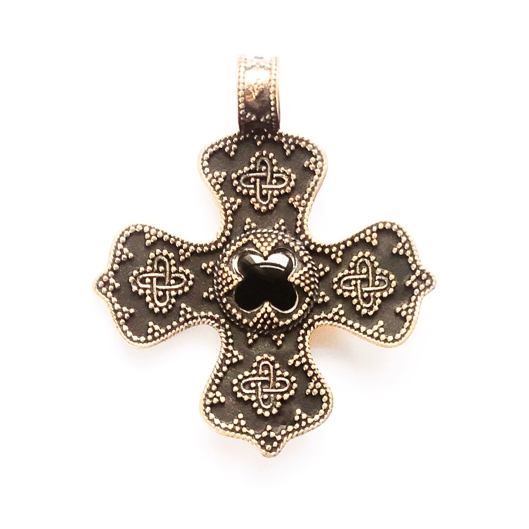 BYZANTINE BIRKA CROSS Onyx and Bronze (made by Viking Kristall) - Etsy UK