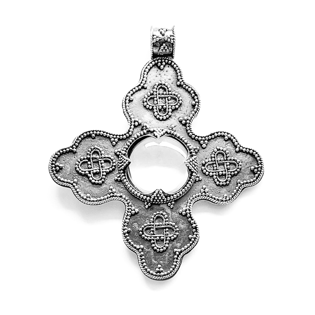 BYZANTINE BIRKA CROSS Mountain Crystal and Silver handmade by Viking ...