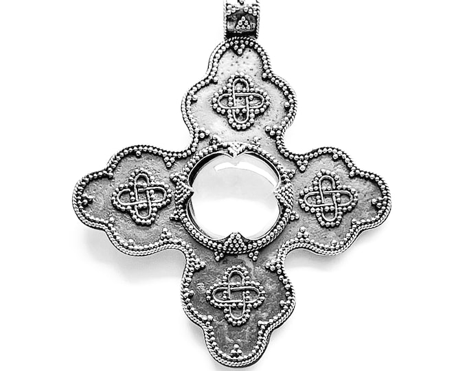 BYZANTINE BIRKA CROSS Mountain Crystal and Silver (handmade by Viking ...