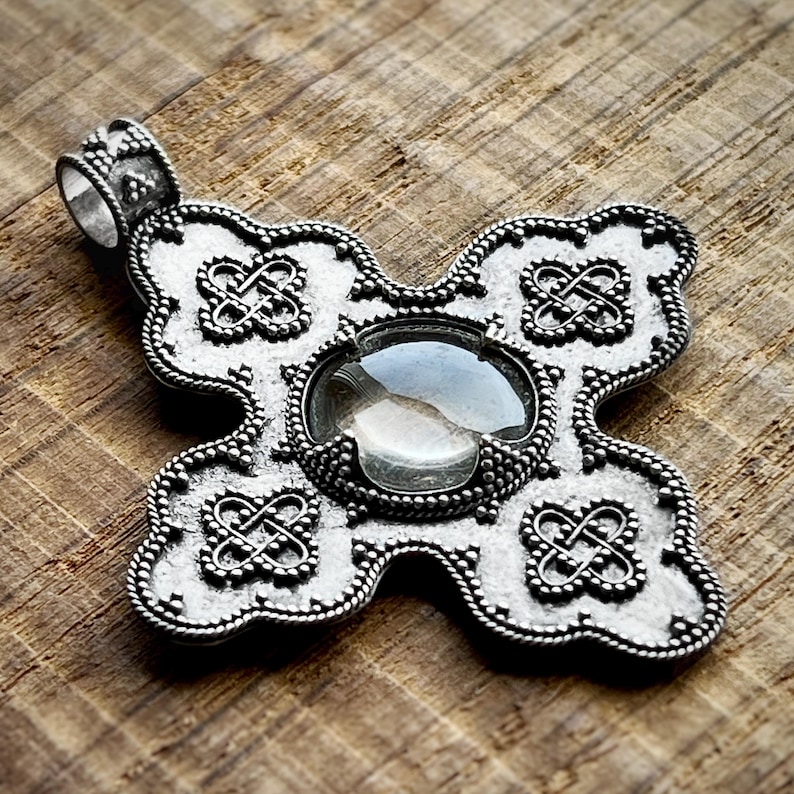 BYZANTINE BIRKA CROSS Mountain Crystal and Silver (handmade by Viking ...