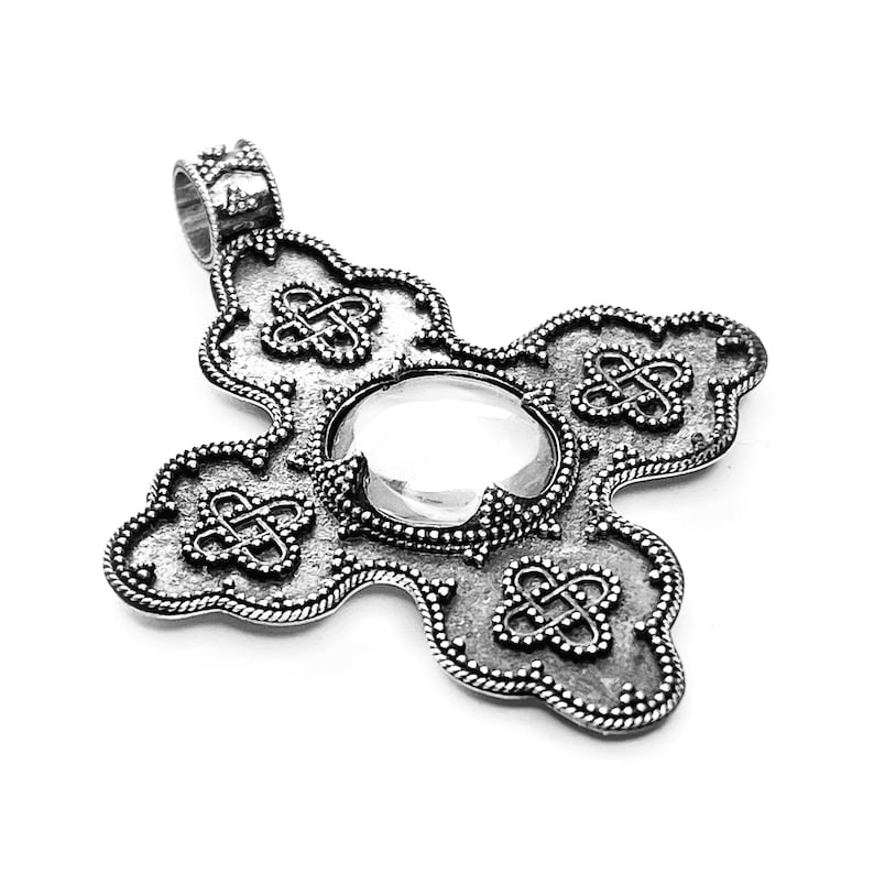 BYZANTINE BIRKA CROSS Mountain Crystal and Silver (handmade by Viking ...