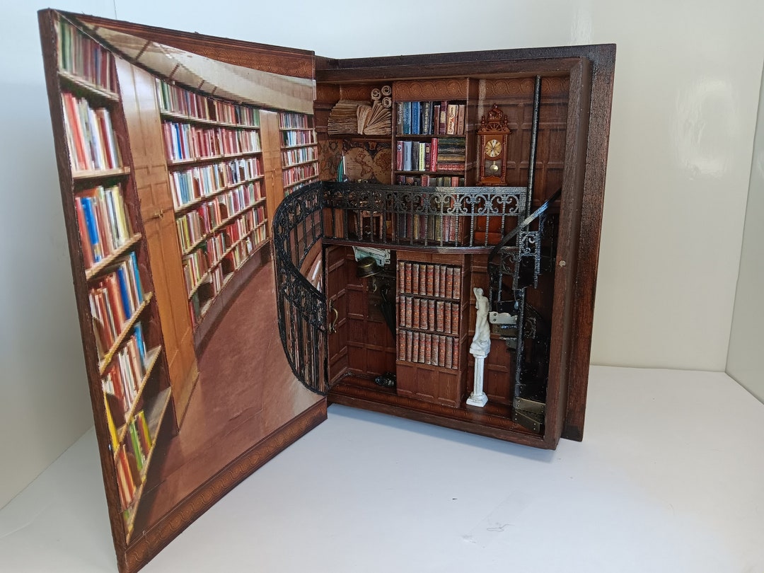 Miniature Library Diorama, Vintage Library in Your Home. - Etsy
