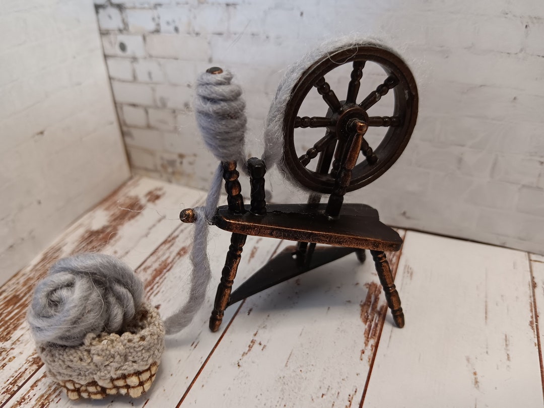 This Unique 1:12 Scale Miniature Hand Spinning Tool in a Primitive ...