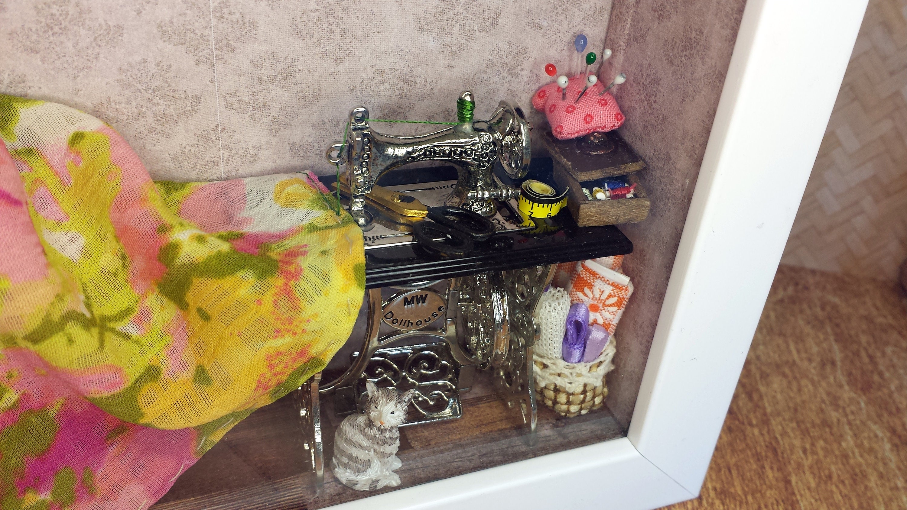 Sewing Room Shadow Box Wall Shelf, Assemblage Art, Craft Room Decor ...