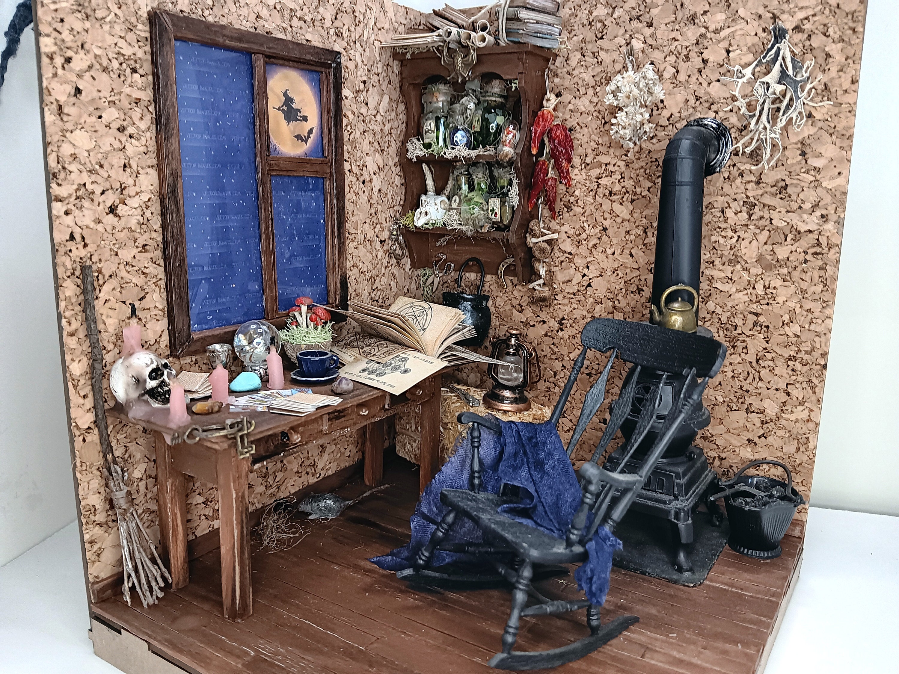 Miniature Magic Corner. Witch's Office. Potion Cabinet With Real Moss ...