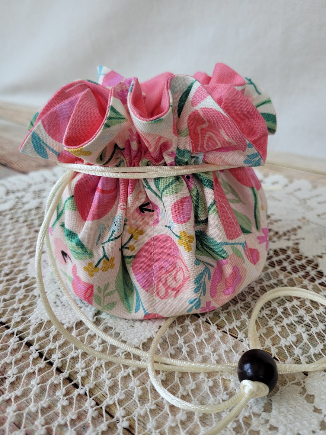 Travel Jewelry Pouch Drawstring Jewelry Bag With Pockets Floral - Etsy