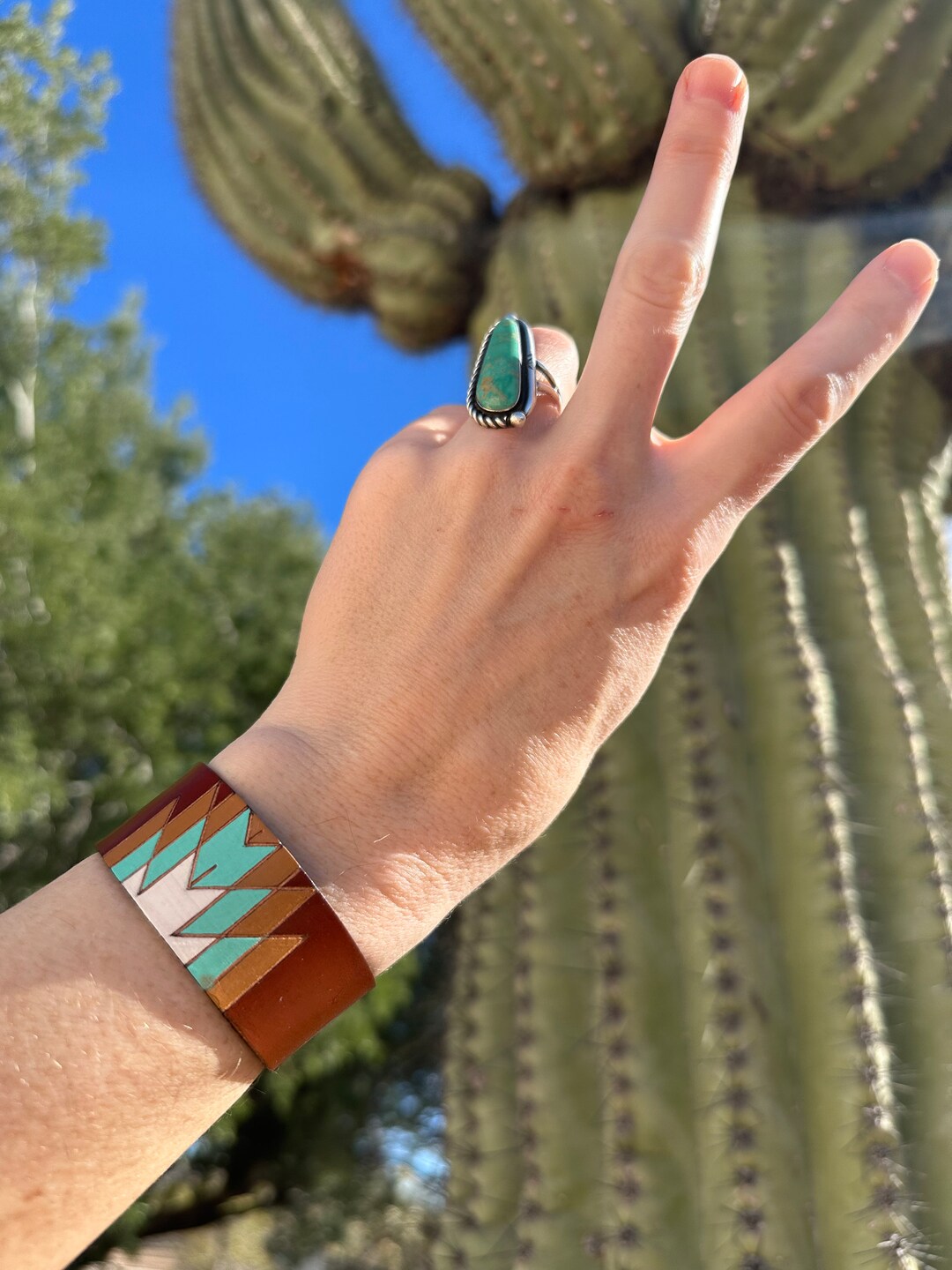 Handmade joshua Tree Leather Cuff, Boho Leather Bracelet, Leather Bands ...