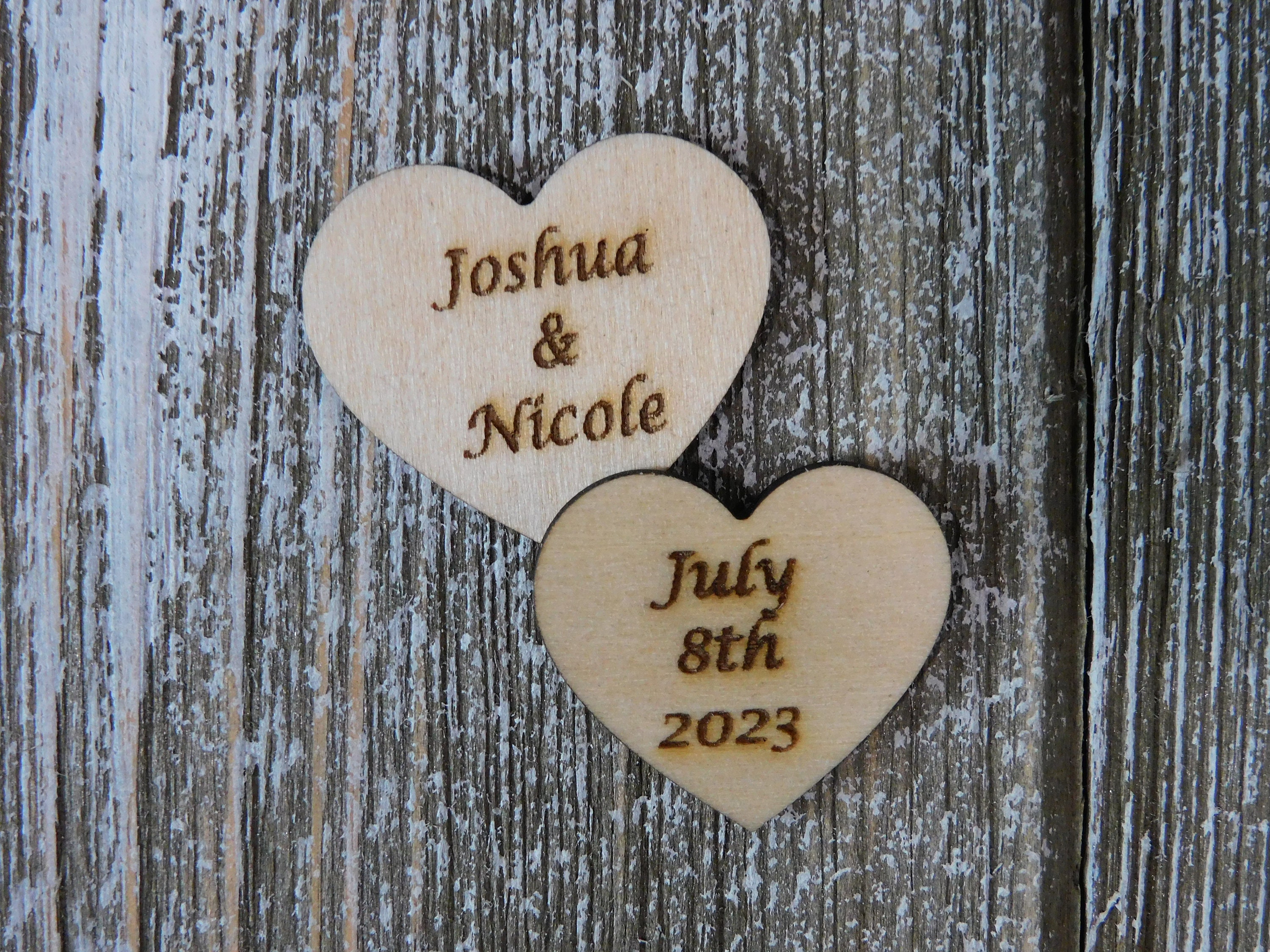 Wedding Confetti, Wooden Wedding Heart, Personalized Wooden Heart ...