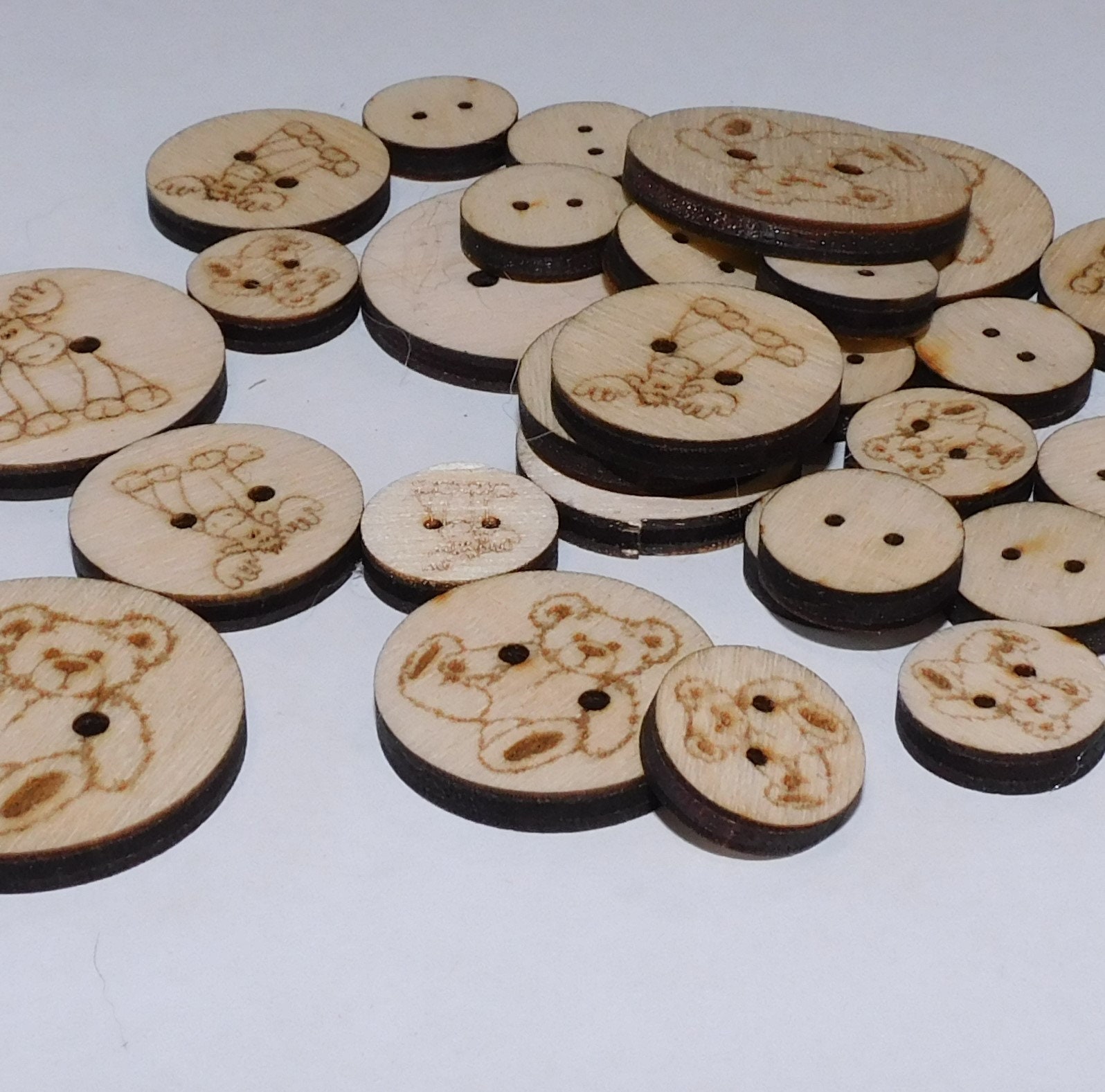 Wooden Button, Moose Button, Teddy Bear Button, Hand Crafted Button ...