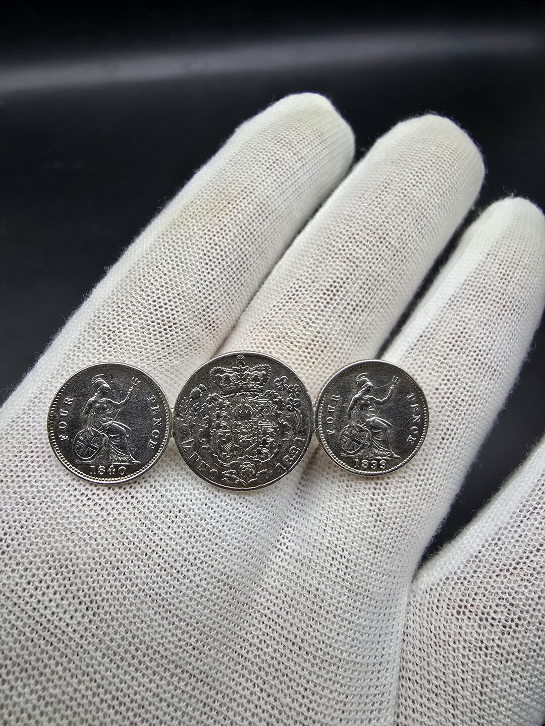 Antique Sterling Silver Coin Brooch George Iv and Victorian Groat Four ...