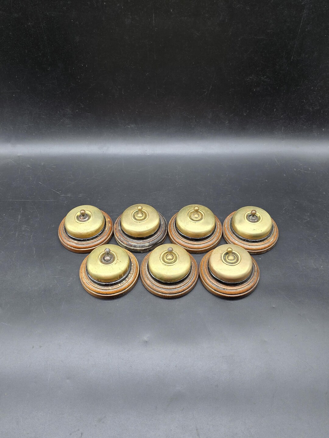 Set of 7 Original 1920s Dolly Light Switches Brass Vitreous Telac With ...