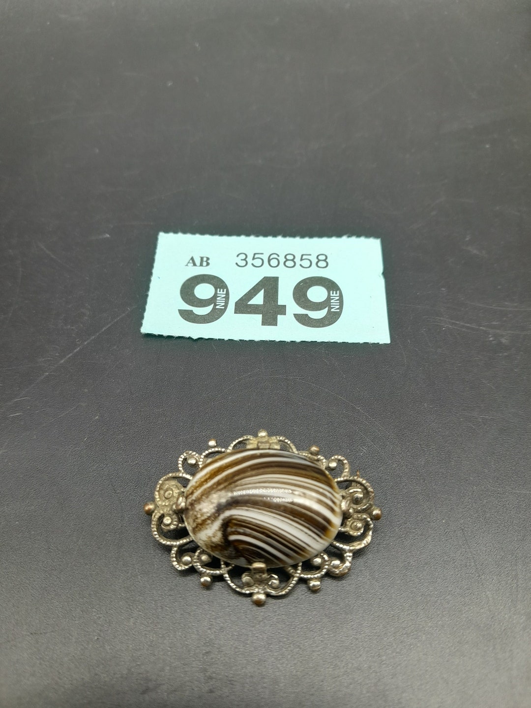 Vintage Oval Womens Brooch Pewter and Glass Signed Miracle Celtic ...