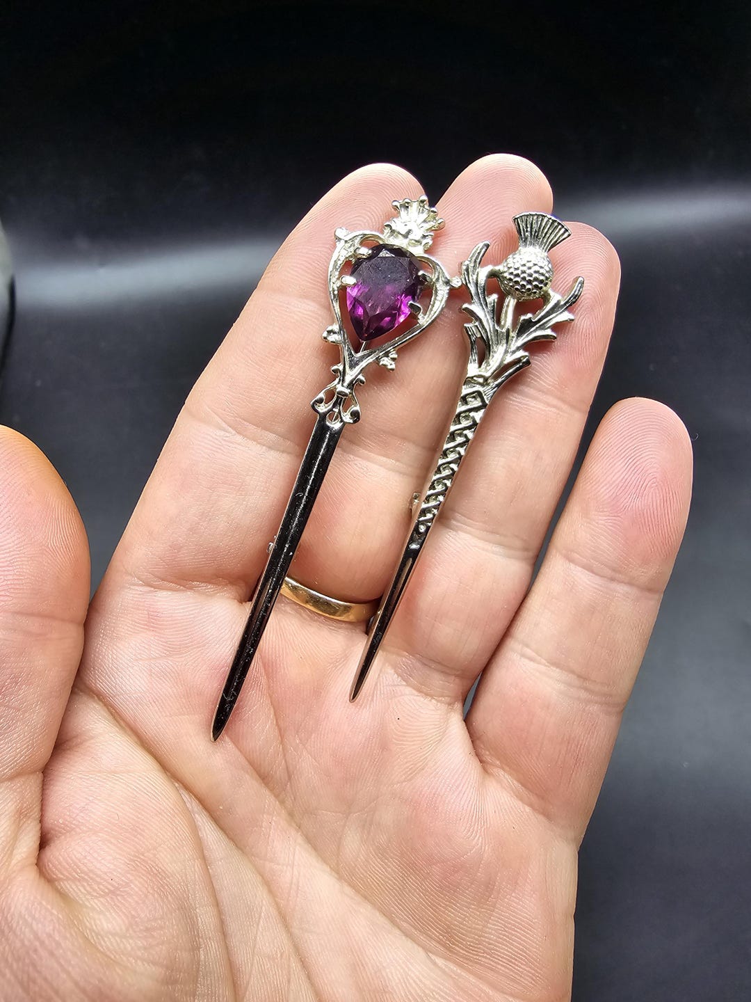 2 Vintage Scottish Mens Kilt Pins Signed Hamish Dawson Bowman Pewter ...