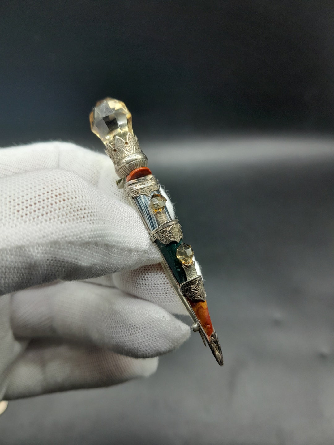 Stunning Victorian Scottish Kilt Pin Brooch Sterling Silver Decorated ...