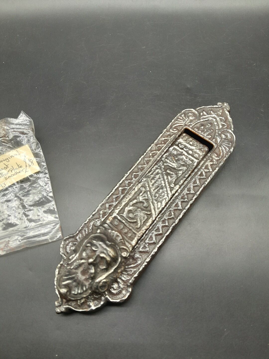 Stunning Original Victorian Door Knocker Letter Box Slot Vertical Iron ...