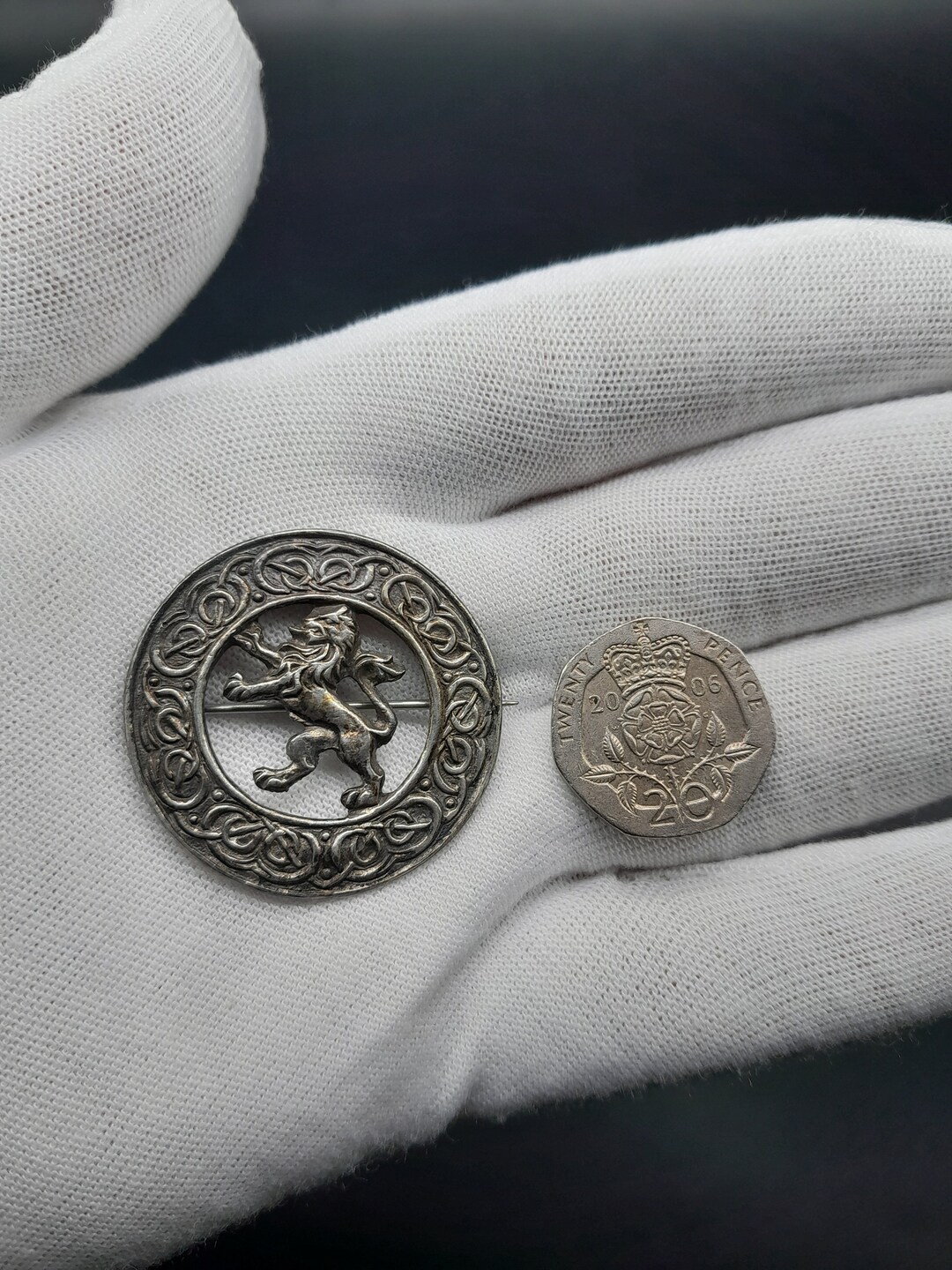 Mid Century Scottish Sterling Silver Round Plaid Brooch Rampant Lion ...