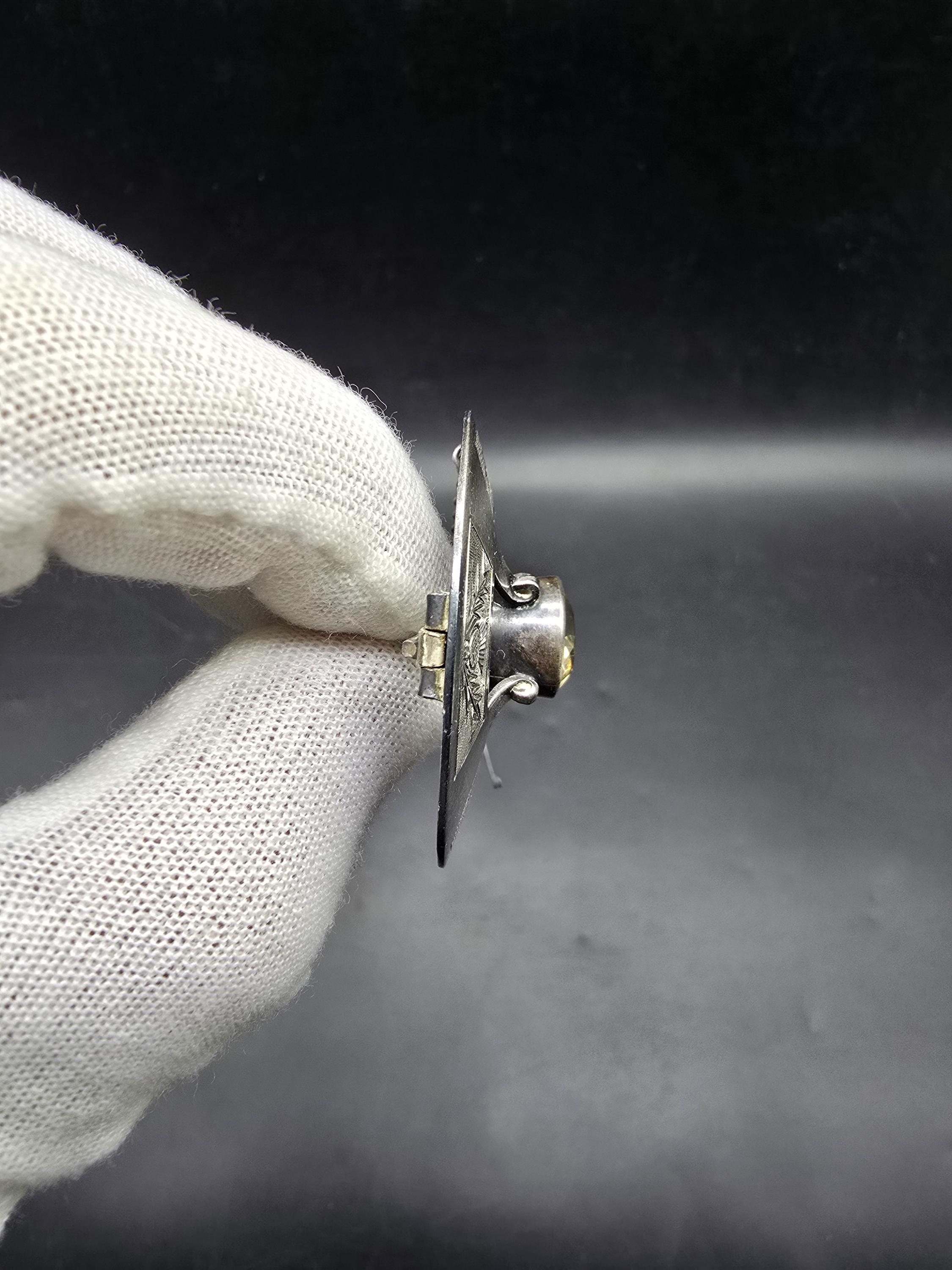 Beautiful Vintage Scottish Plaid Brooch Sterling Silver Citrine Thistle ...