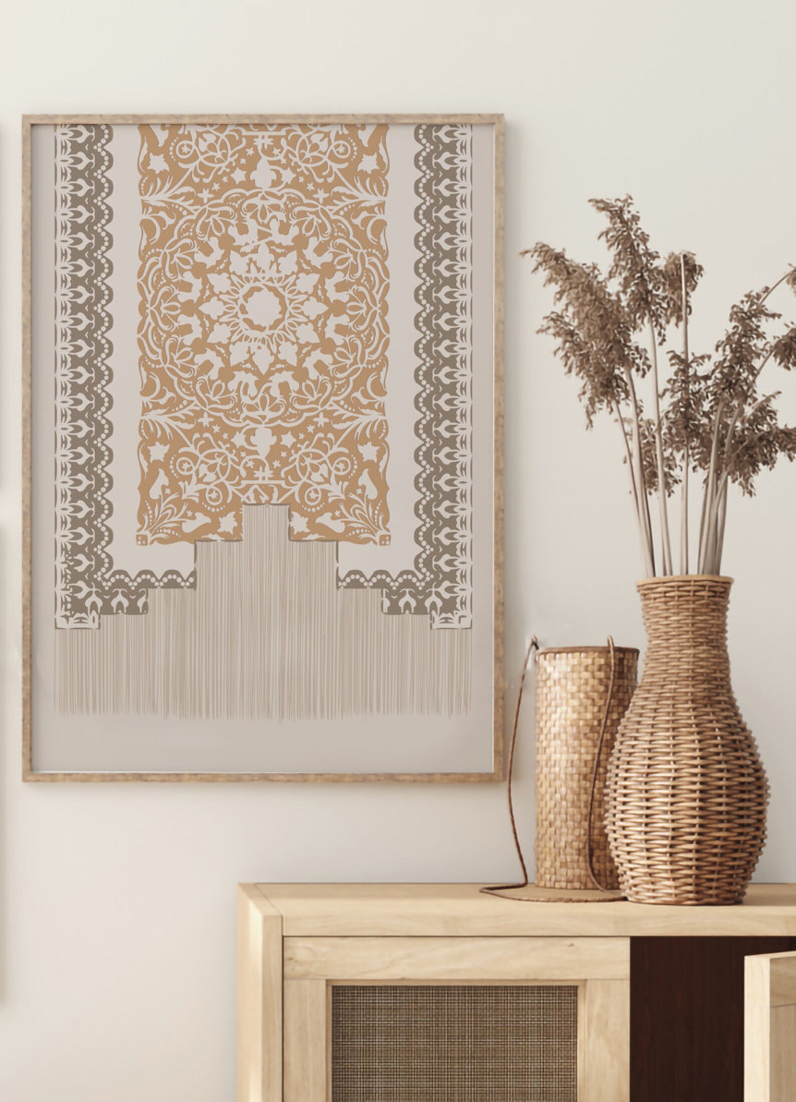 Persian Rug Print Nuetral Tone Modern Art Minimalist - Etsy