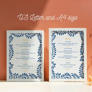 Talavera Menu Digital Template | Menu + Place Card in One Template ...