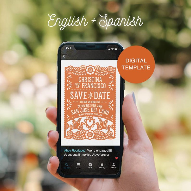 Digital Mexican Save the Date Template Papel Picado | Save the Date ...