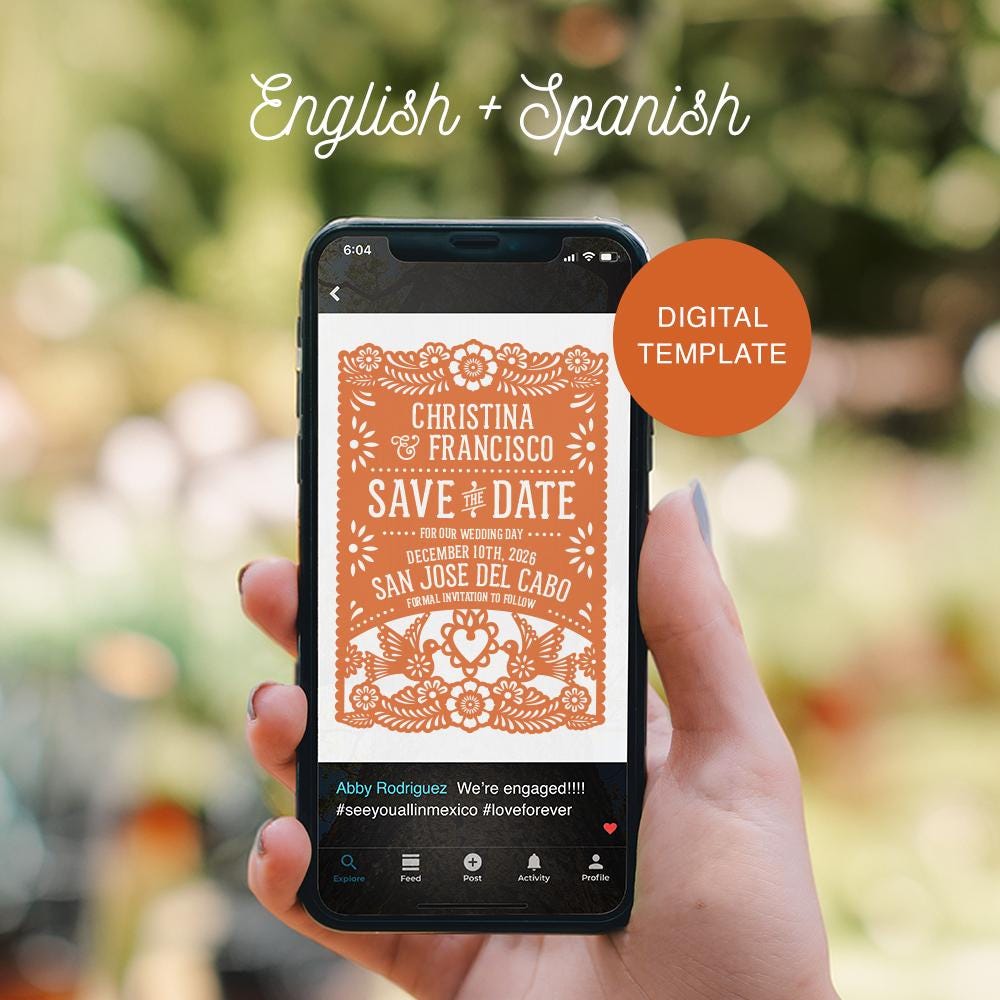Digital Mexican Save the Date Template Papel Picado | Save the Date ...