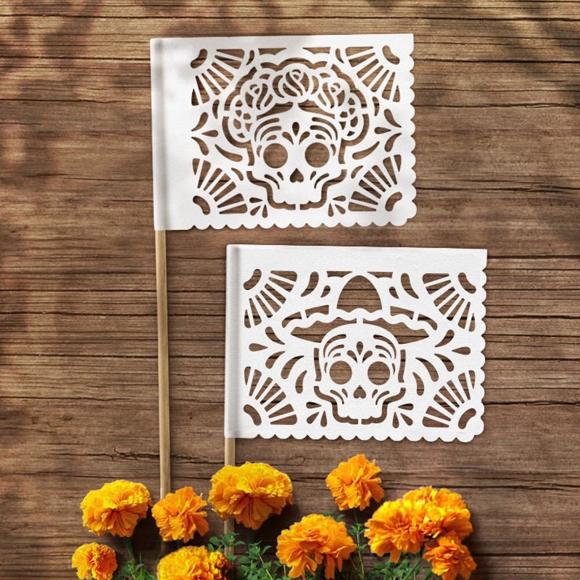 Papel Picado Stick Flags sugar Skulls Papel Picado Wedding - Etsy