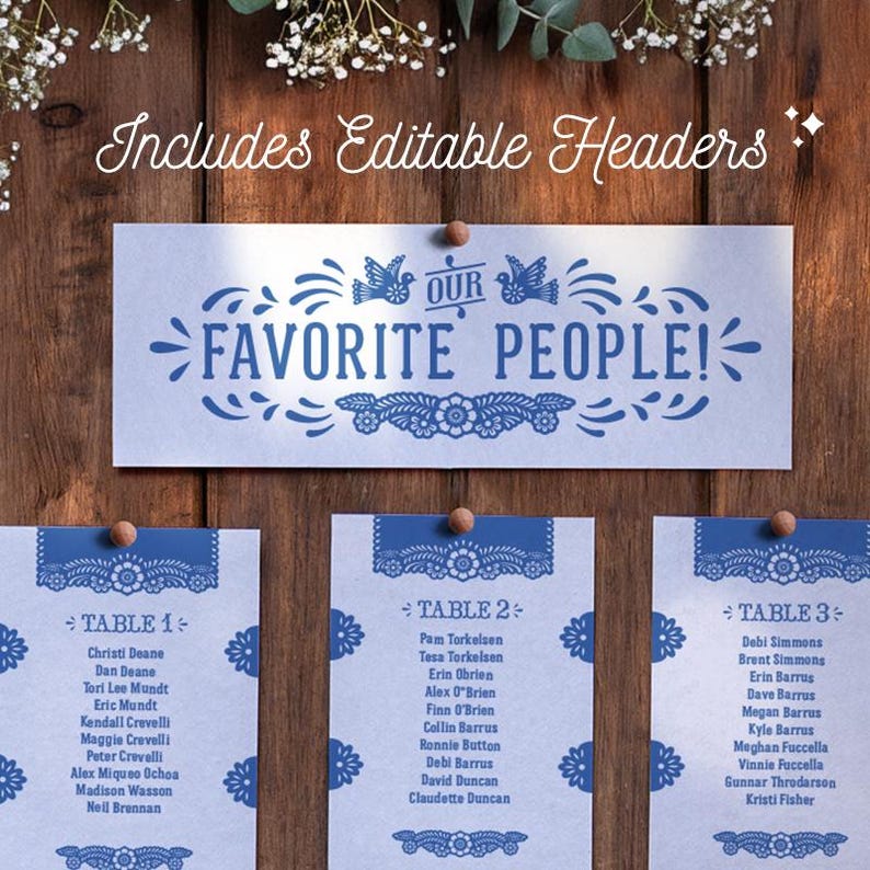 Papel Picado Seating Chart Template | Digital Seating Chart Template ...