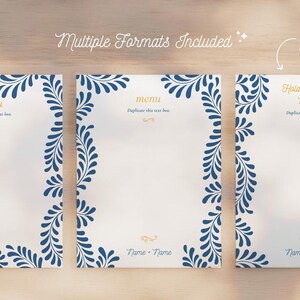 Talavera Menu Digital Template | Menu + Place Card in One Template ...