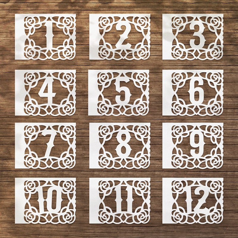Papel Picado Table Number Flags Las Flores Suite - Etsy