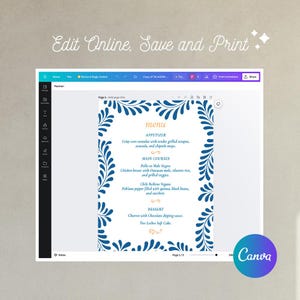 Talavera Menu Digital Template | Menu + Place Card in One Template ...