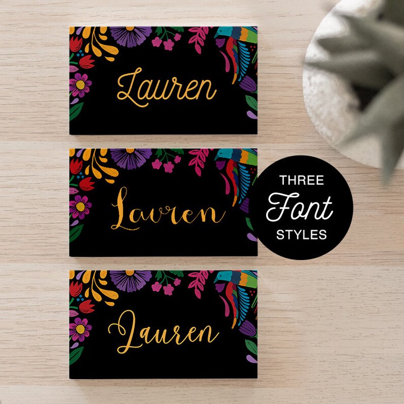 Editable Otomi Place Cards Template: Mexican Fiesta DIY (digital ...