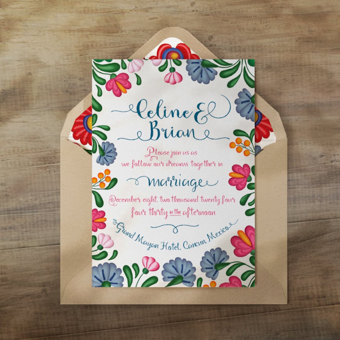 Mexican Wedding Invitations | Personalized Wedding Invitations | Huipil ...