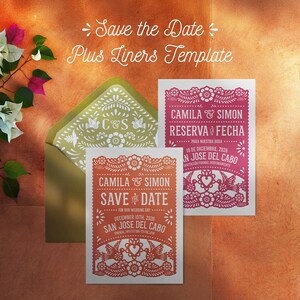 Digital Mexican Save the Date Template Papel Picado | Save the Date ...