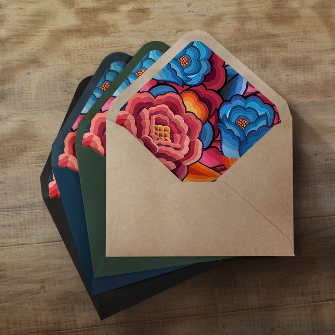Handmade Mexican Floral Lined Envelopes: Vibrant A7 Size - Etsy