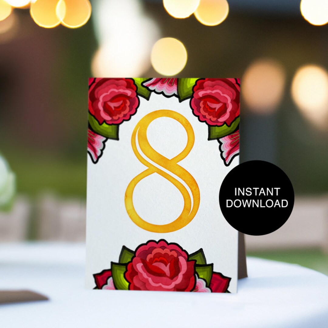 Instant Download Mexican Table Numbers | Printable Digital Table ...