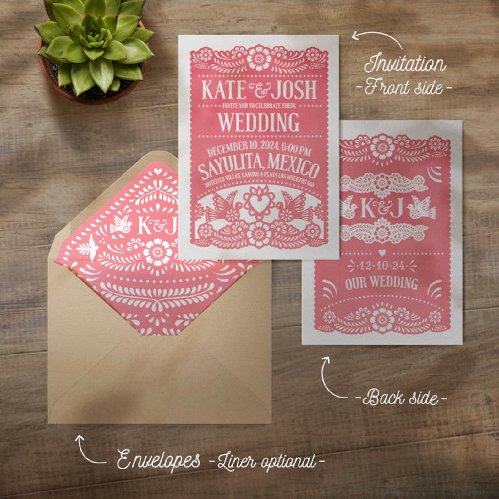 Papel Picado Wedding Invitations: Mexican Fiesta, Personalized RSVP - Etsy